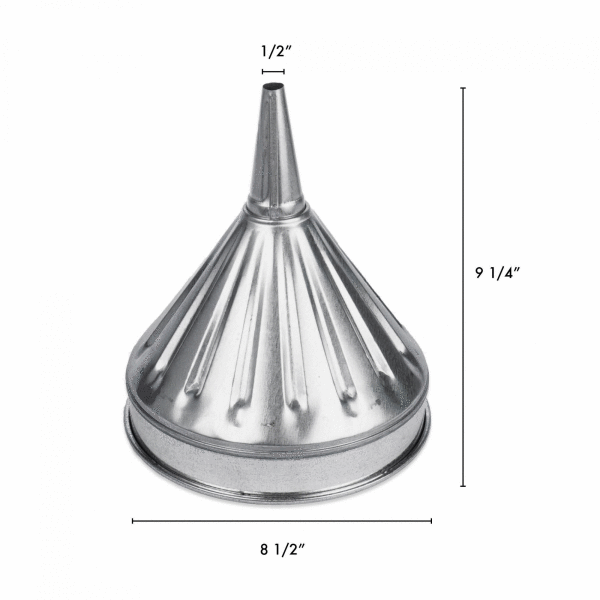 3-Quart Heavy Duty Galvanized Funnel with Top Band
