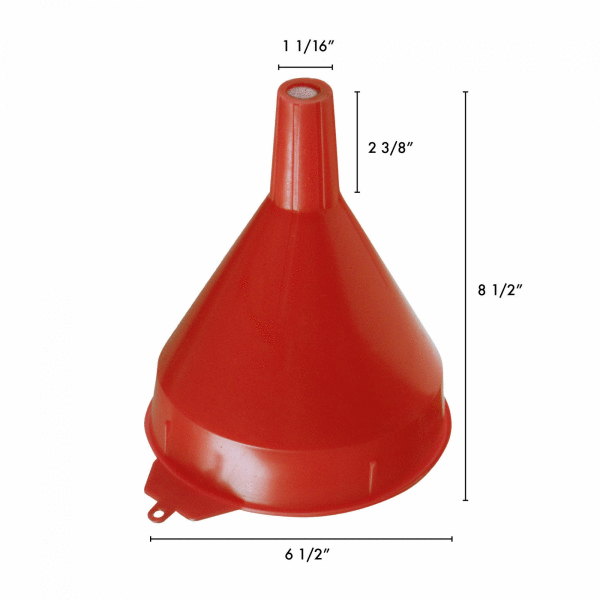 2-Quart Red Safety Polyethylene Funnel with Screen
